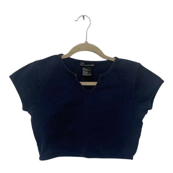Vintage | Tops | Y2k No Boundaries Dark Blue Split Neck Crop Top | Poshmark